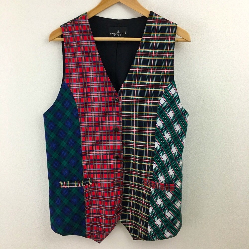 Multi Color Plaid Vest - Gem